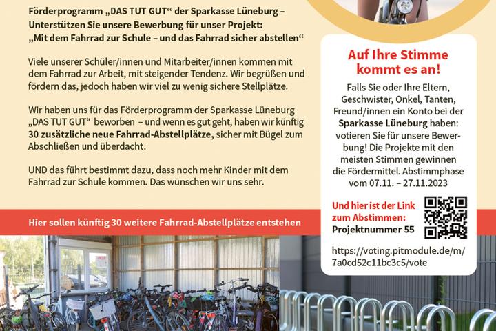 Mit dem Fahrrad zur Schule - und das Fahrrad sicher abstellen ...